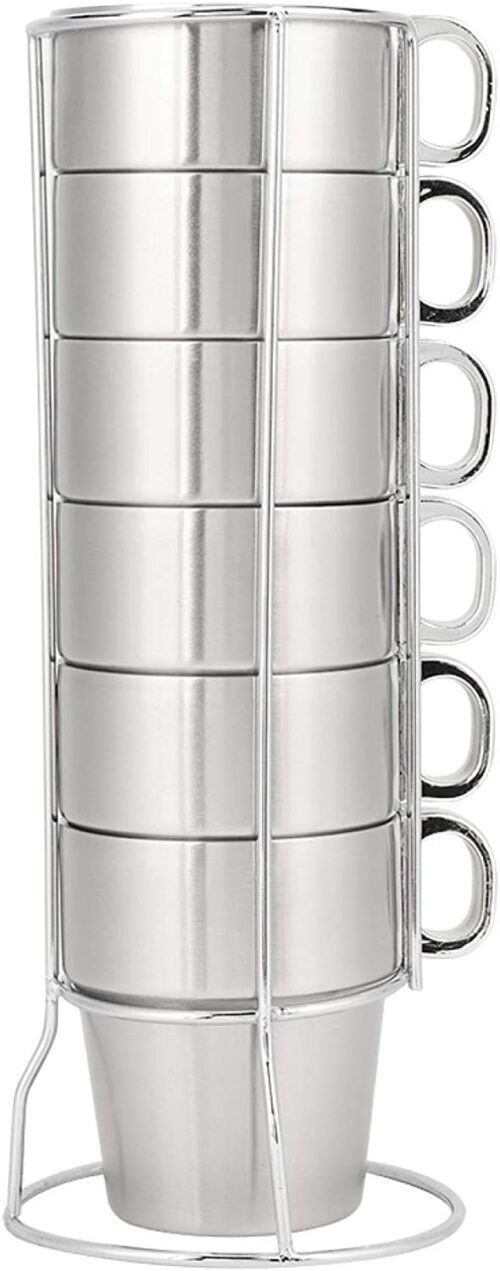 Stackable Coffee Cup with Handle Stainless Steel Insulated Tumbler Mug