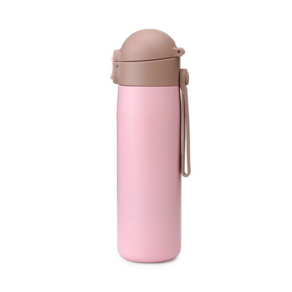 Push Button Stainless Steel Water Bottle with Silicone Handle