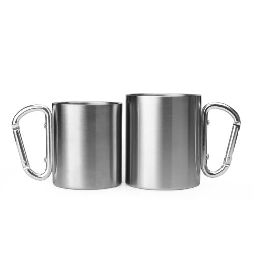 Stainless Steel Mug with Carabiner Hook Handle for Outdoor Camping